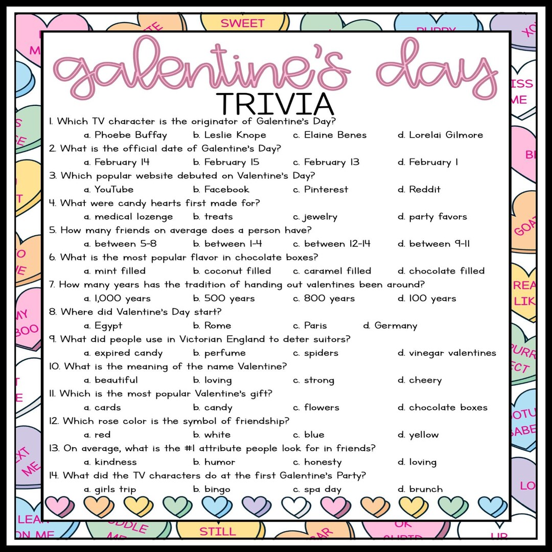 Galentines Day Trivia Game, Galentines Day Party Game, Valentines Day ...