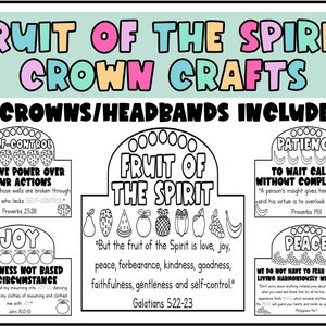 Fruit of the Spirit Coloring Crown Headband, Printable Kids Bible Verse ...