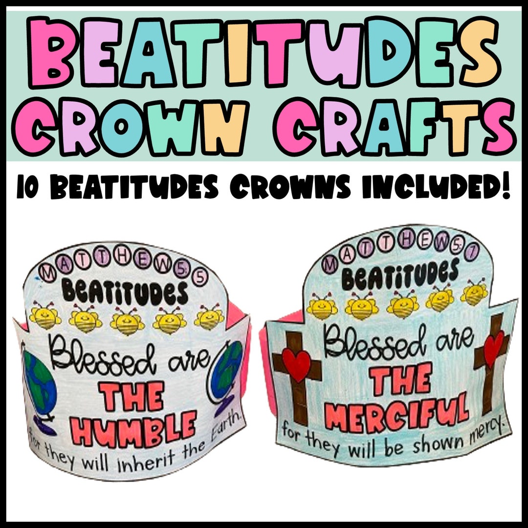 Beatitudes Coloring Crown Headband, Printable Kids Bible Verse ...