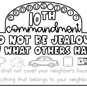 Ten Commandments Coloring Crown Headband, Printable Kids Bible Verse ...
