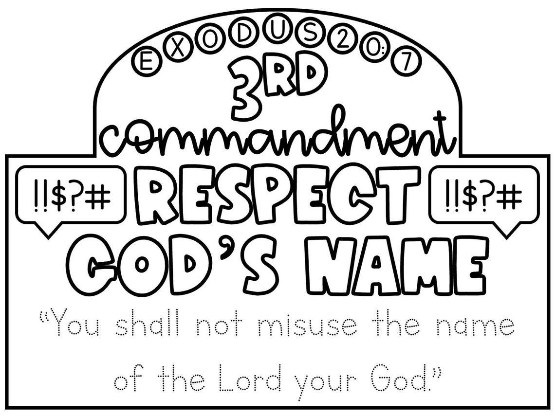 Ten Commandments Coloring Crown Headband, Printable Kids Bible Verse ...