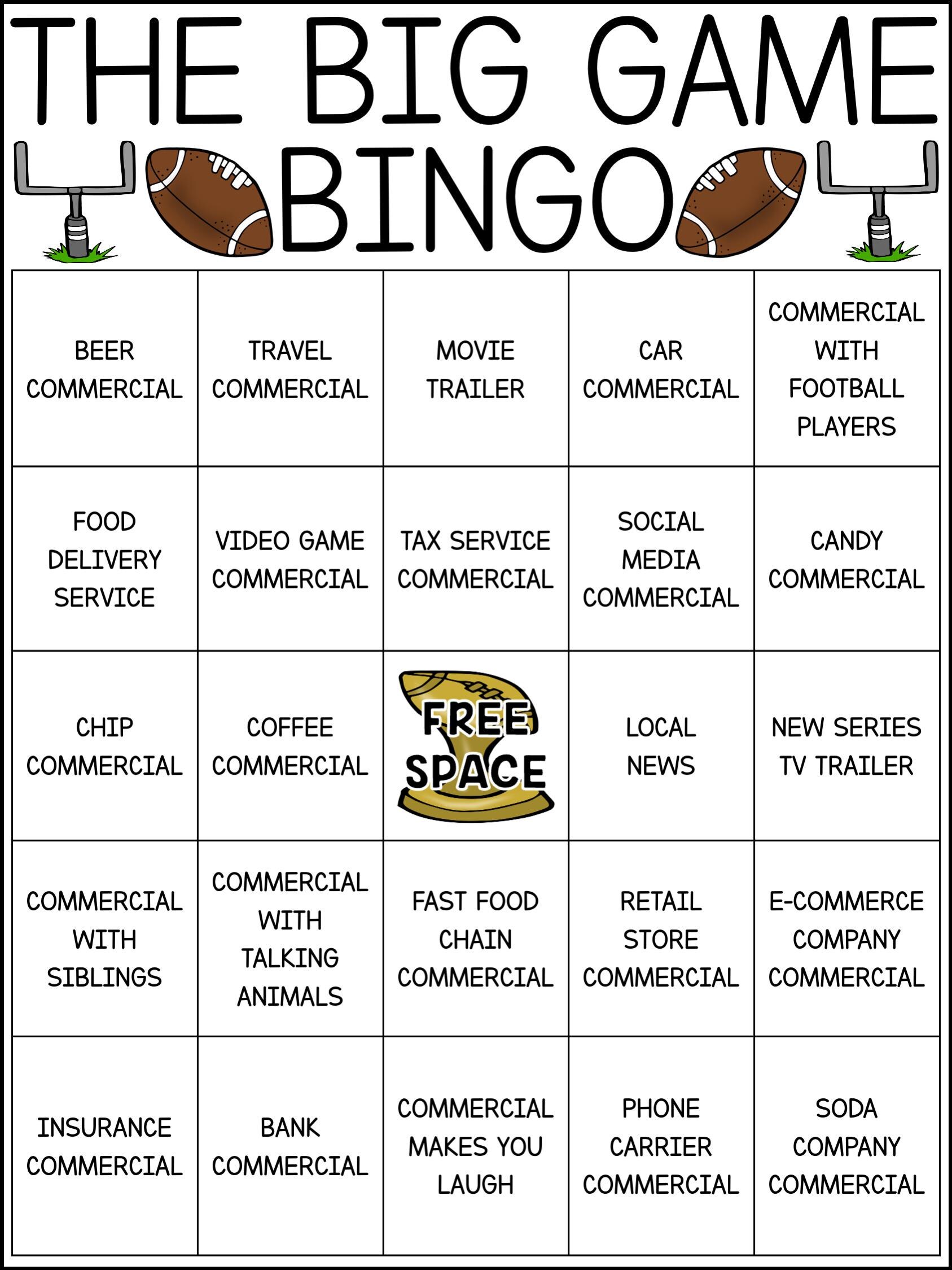 The Big Game 59 Bingo, 2025 Commercial Bingo, 30 Printable Cards, Super ...