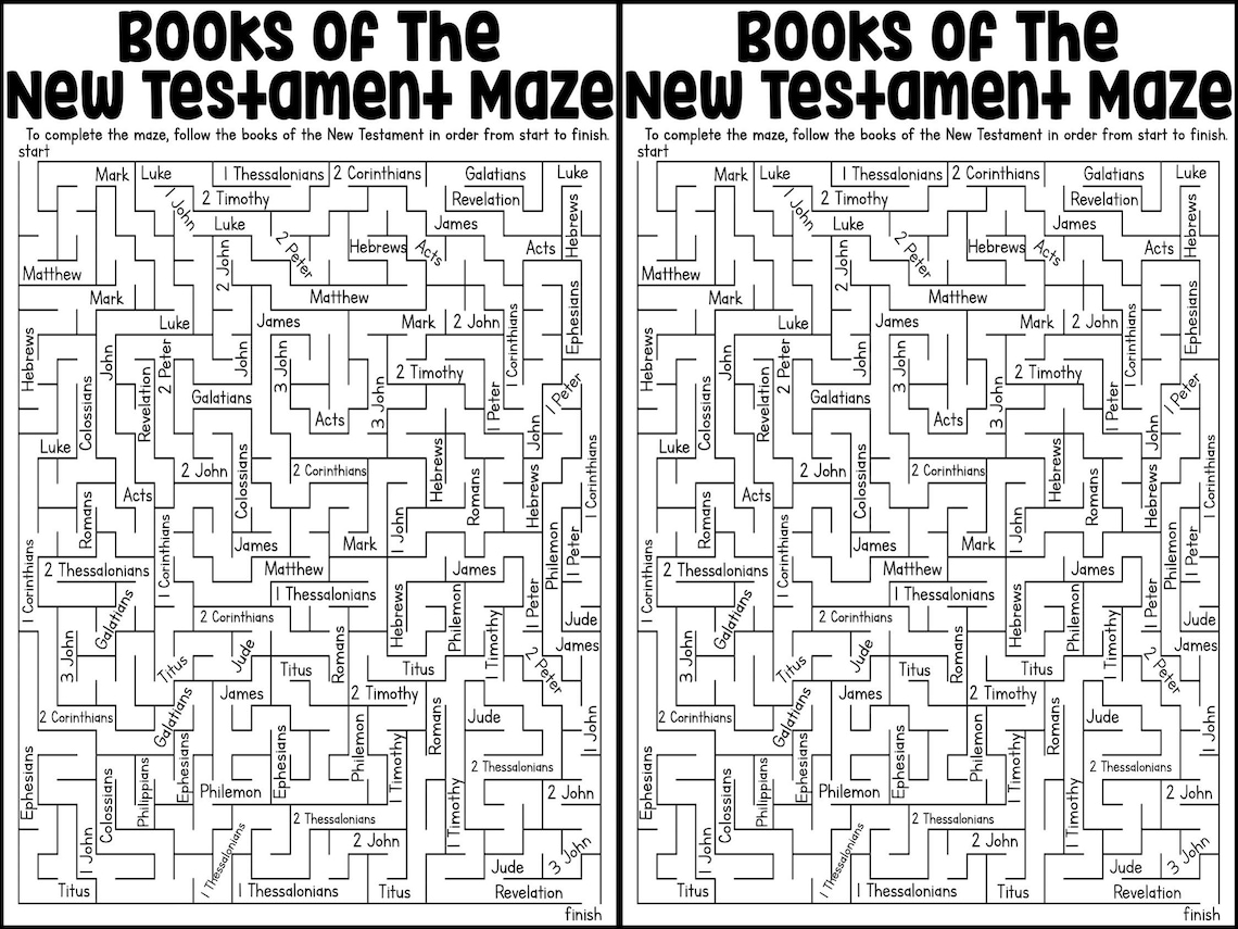 Books of the Bible Mazes Game Printable Church Game, Sunday School ...