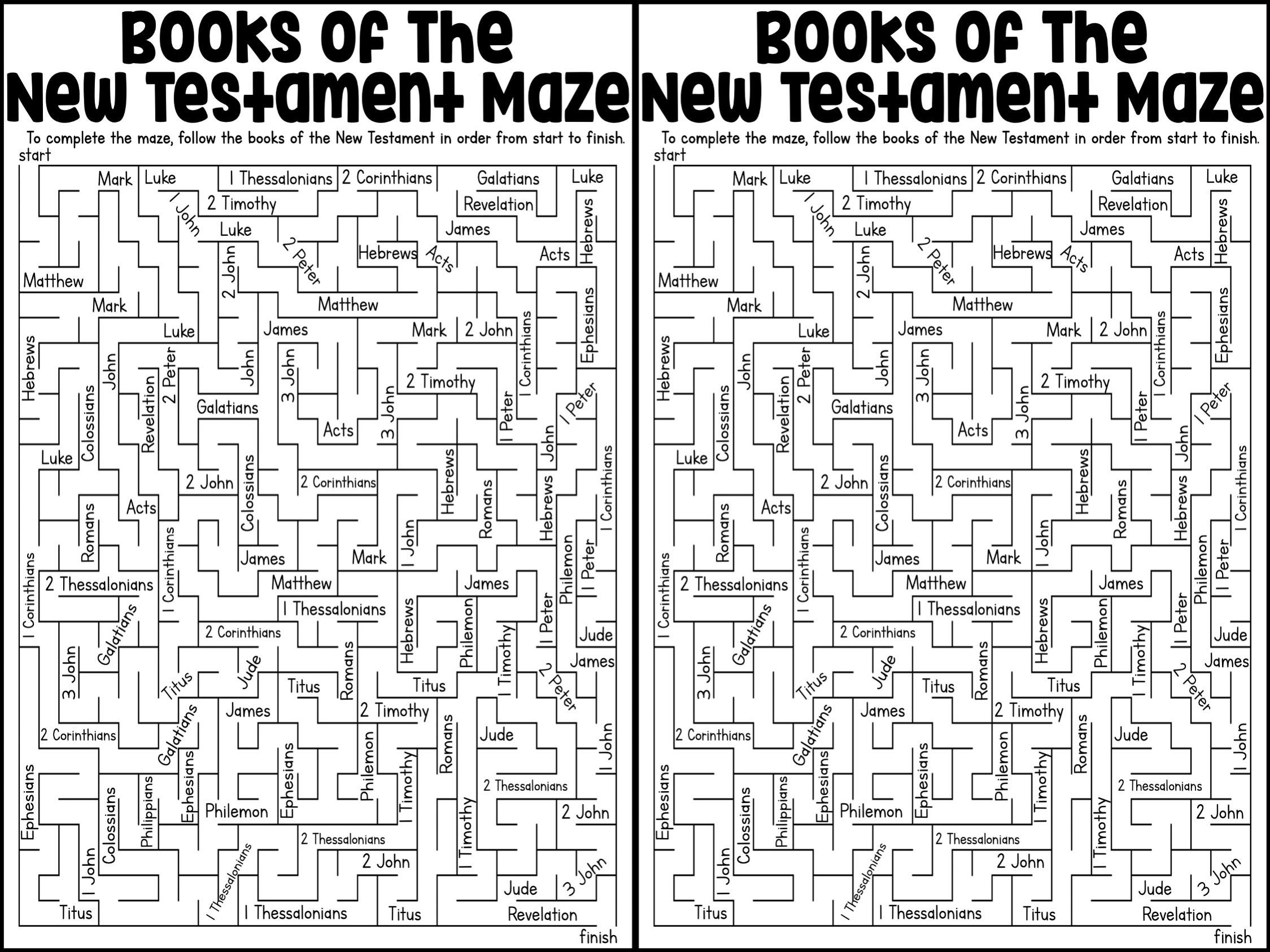 Books of the Bible Mazes Game Printable Church Game, Sunday School ...