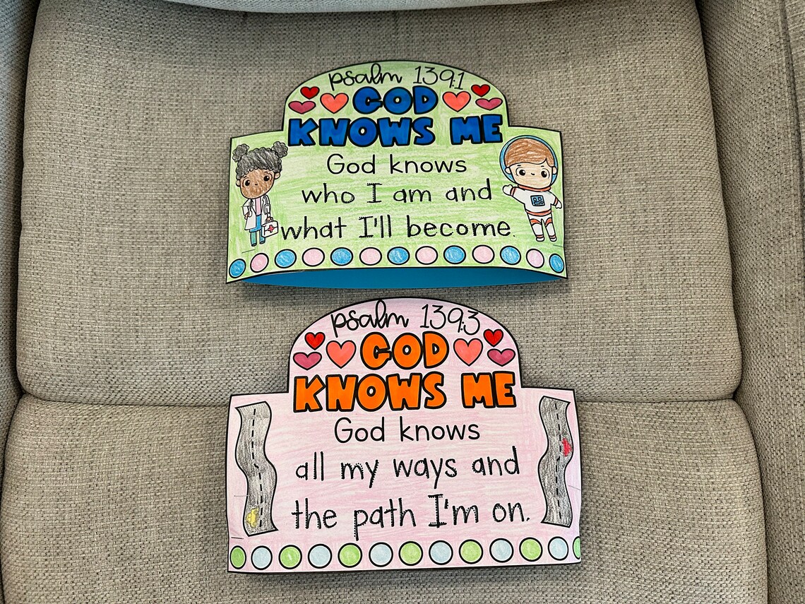 God Knows Me Psalm 139 Headband Crowns, Printable Bible Activity, Kids ...