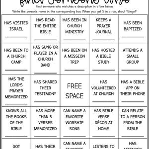 Mix & Mingle Church Bingo Game, Fellowship Bingo, Church Icebreaker ...