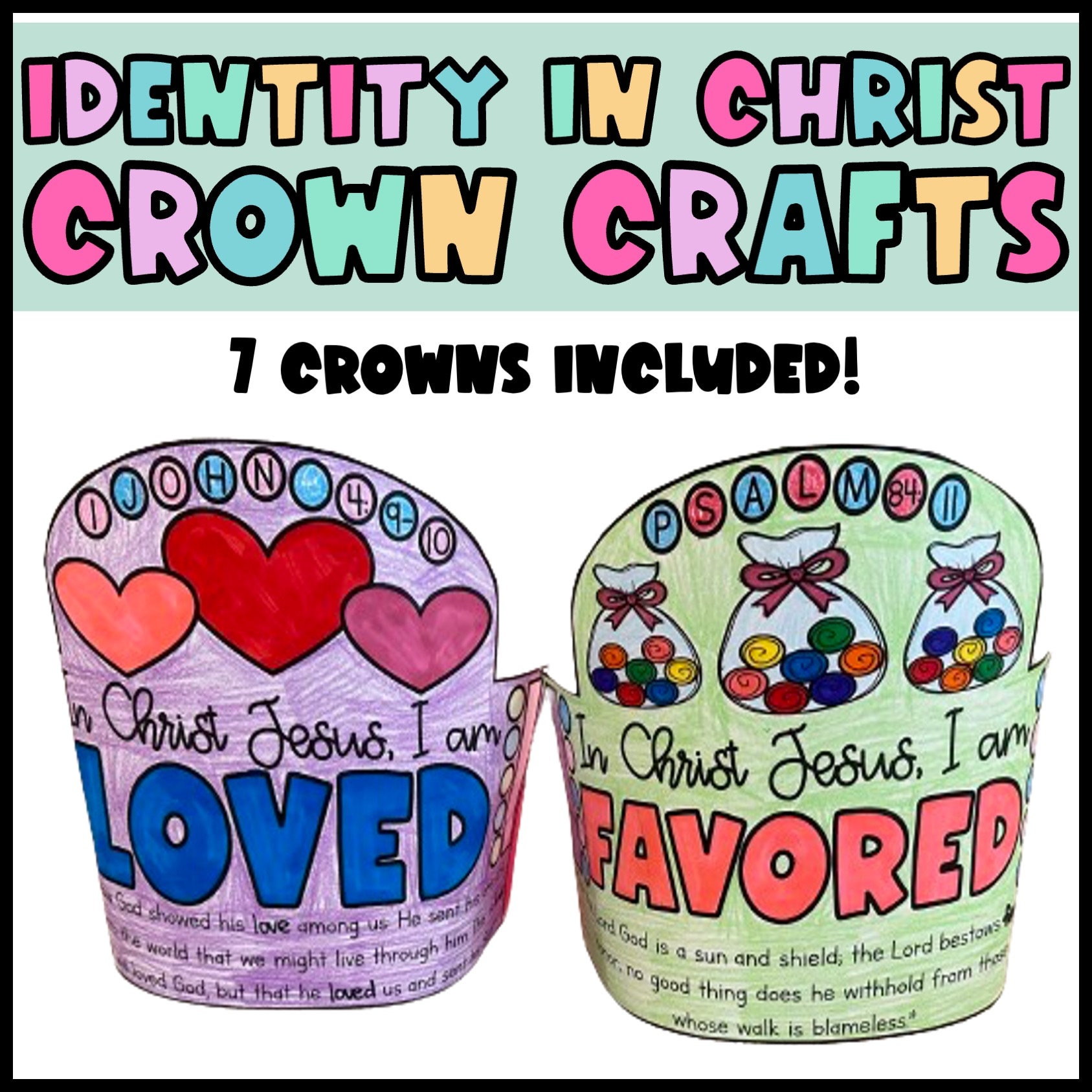 Identity in Christ Headband Crowns, Printable Bible Activity, Kids ...