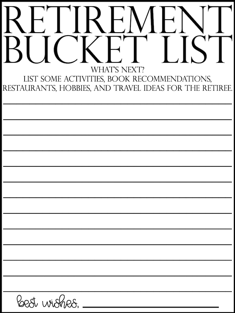 Printable Retirement Wishes Template, Minimalist Retirement Keepsake ...