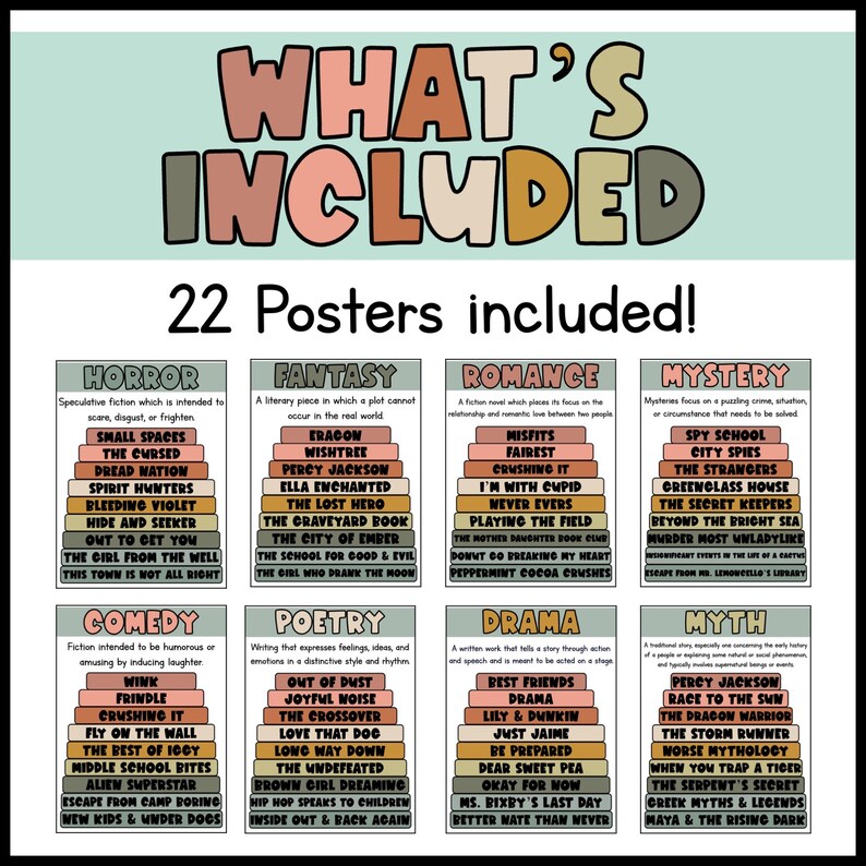 ELA Posters, DIGITAL Classroom Printables, Genre Posters, Secondary ELA ...