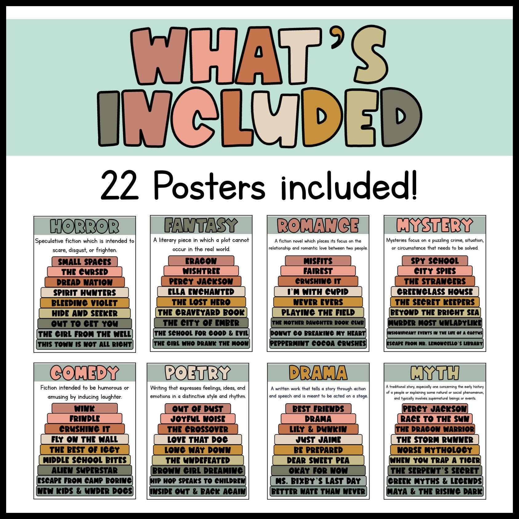 ELA Posters, DIGITAL Classroom Printables, Genre Posters, Secondary ELA ...