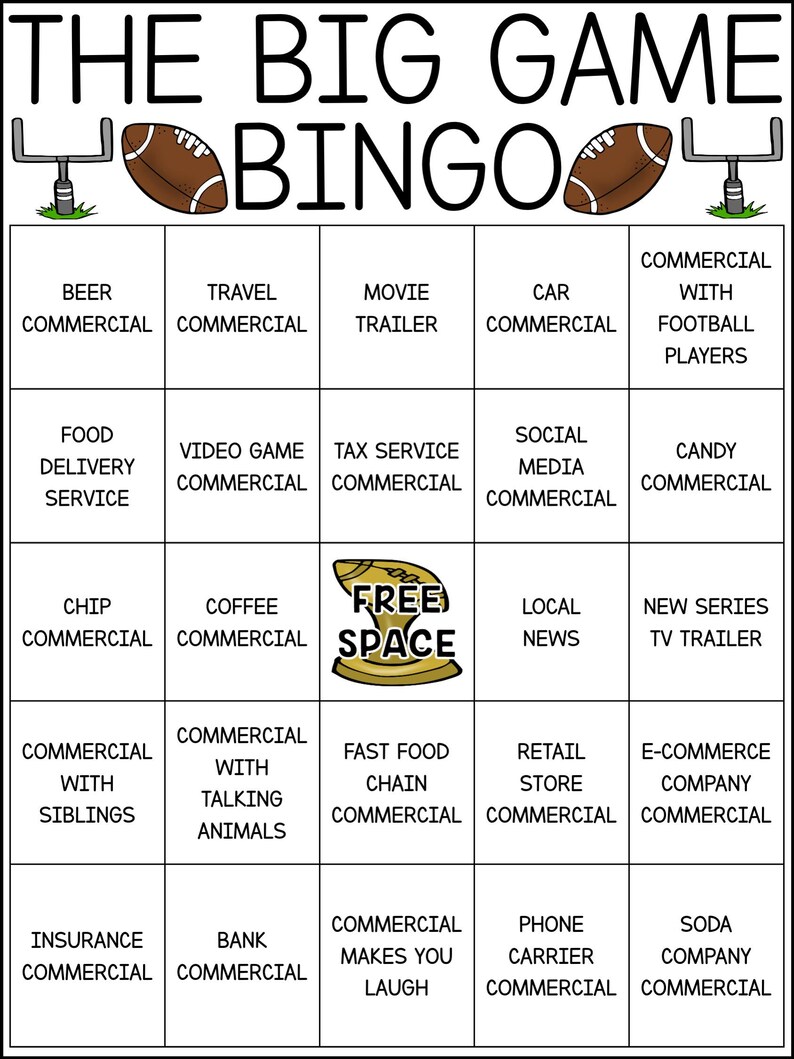The Big Game 60 Bingo, 2026 Commercial Bingo, 30 Printable Cards, Super ...