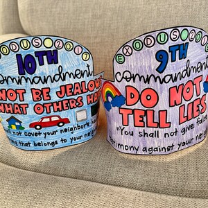 Ten Commandments Coloring Crown Headband, Printable Kids Bible Verse ...
