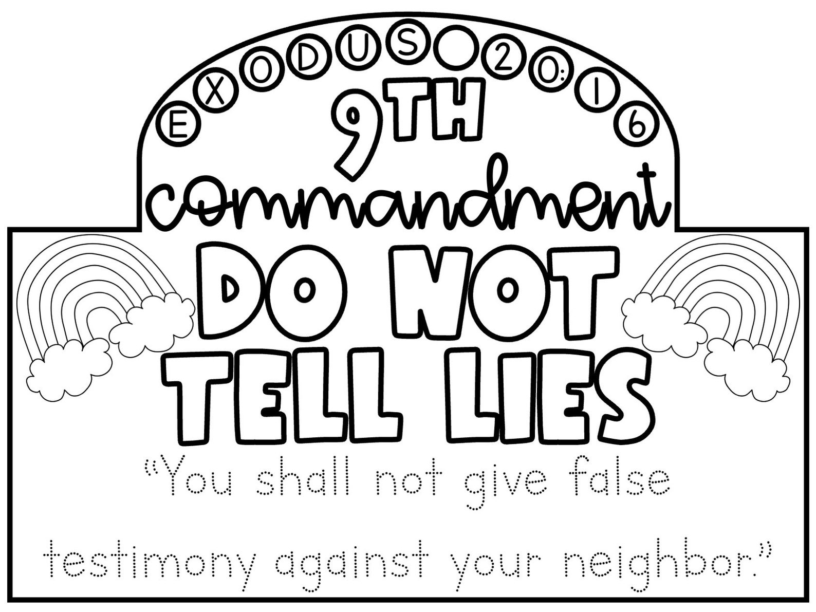 Ten Commandments Coloring Crown Headband, Printable Kids Bible Verse ...