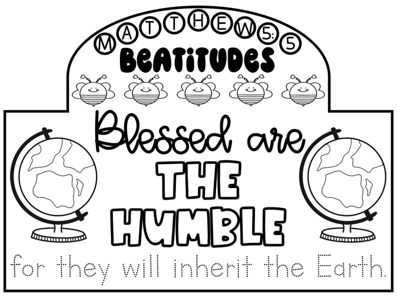 Beatitudes Coloring Crown Headband, Printable Kids Bible Verse ...