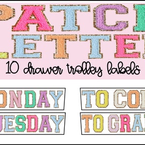 10 Drawer Rolling Cart Labels Varsity Patch Letter Teacher Trolley ...