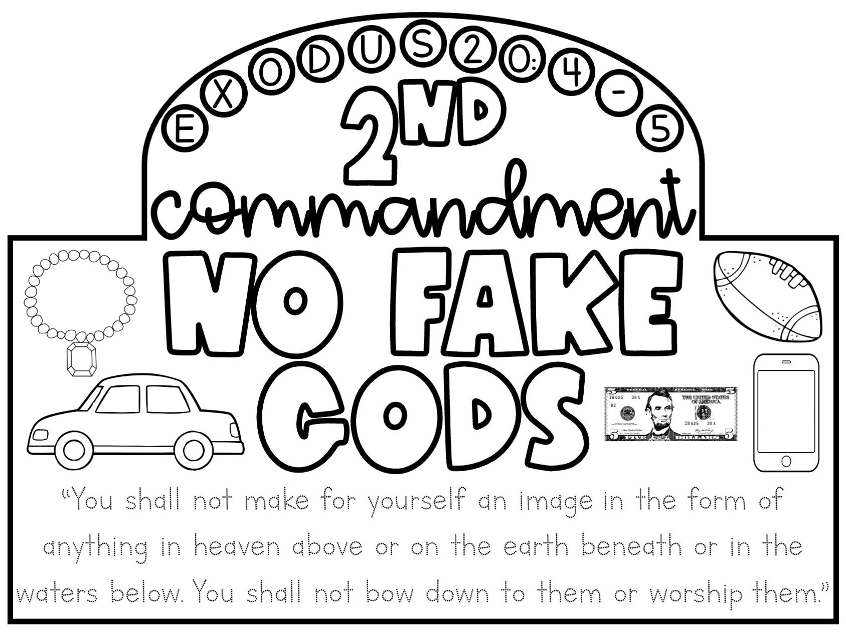 Ten Commandments Coloring Crown Headband, Printable Kids Bible Verse ...