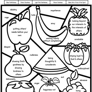 Fruit of the Spirit Coloring by Code Activities, Printable Kids Bible ...
