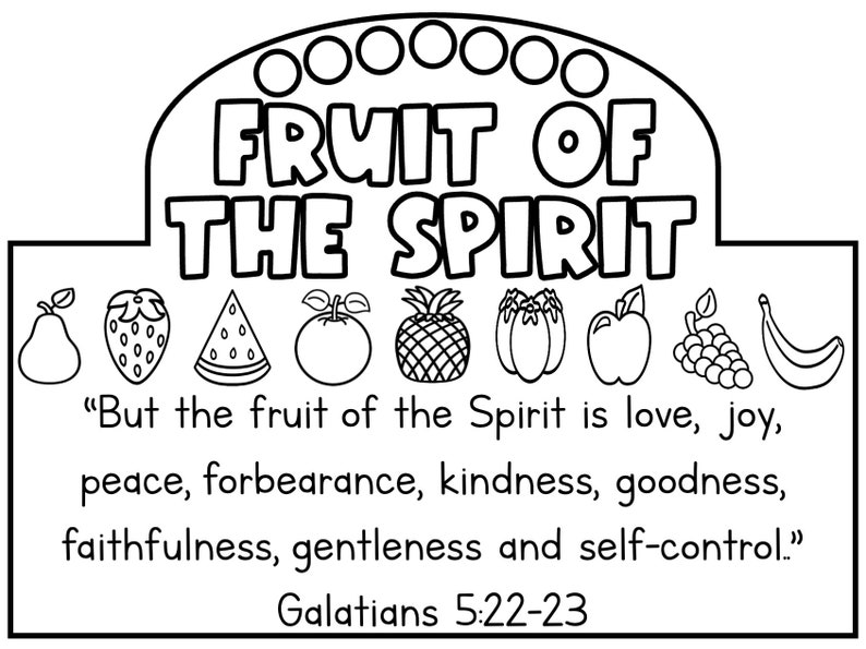 Fruit of the Spirit Coloring Crown Headband, Printable Kids Bible Verse ...