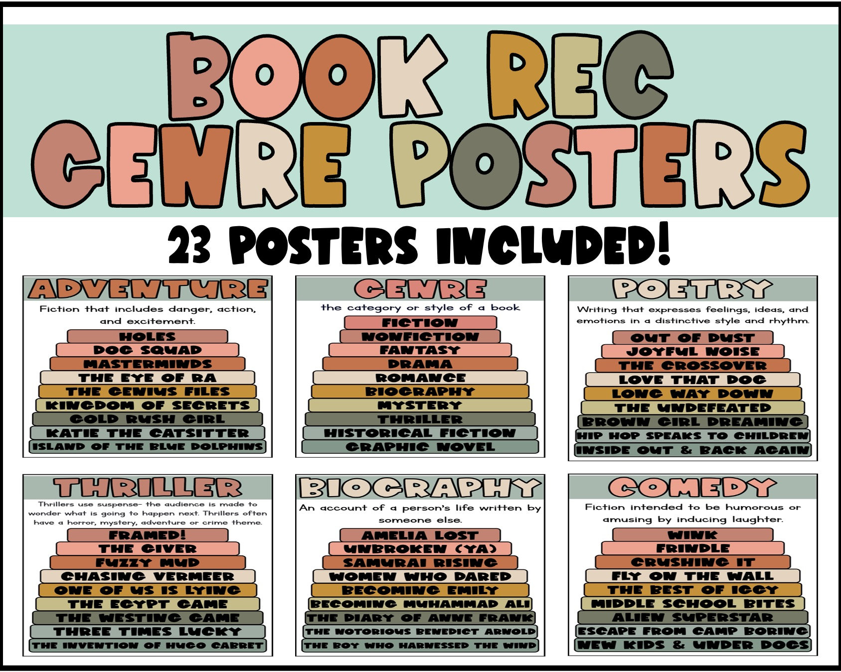ELA Posters, DIGITAL Classroom Printables, Genre Posters, Secondary ELA ...