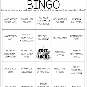 Retirement Party Bingo Game (30 Cards) Retirement Bingo Words Print and ...
