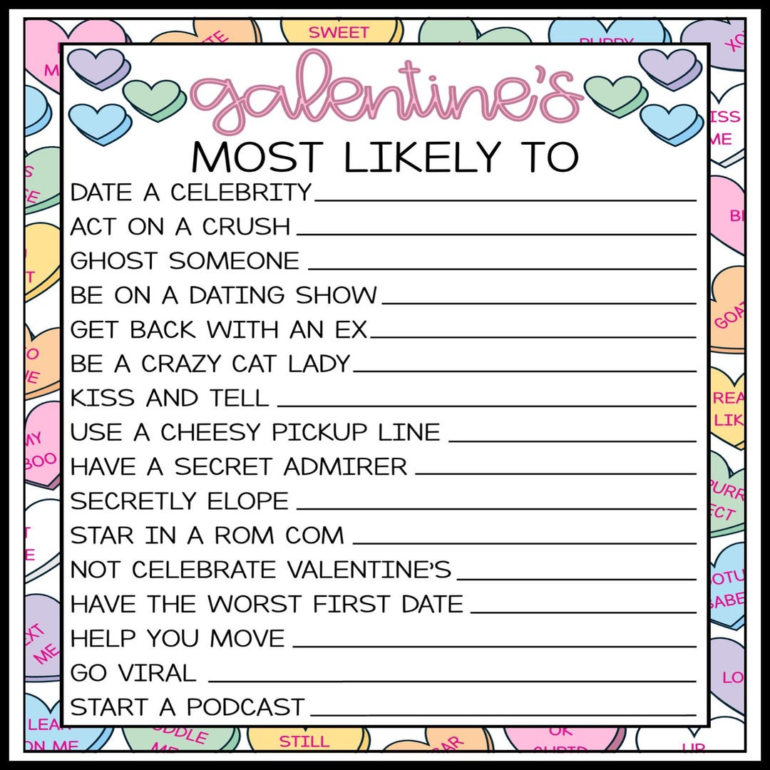 Galentines Most Likely to Game Printable, Galentines Game, Galentine's ...