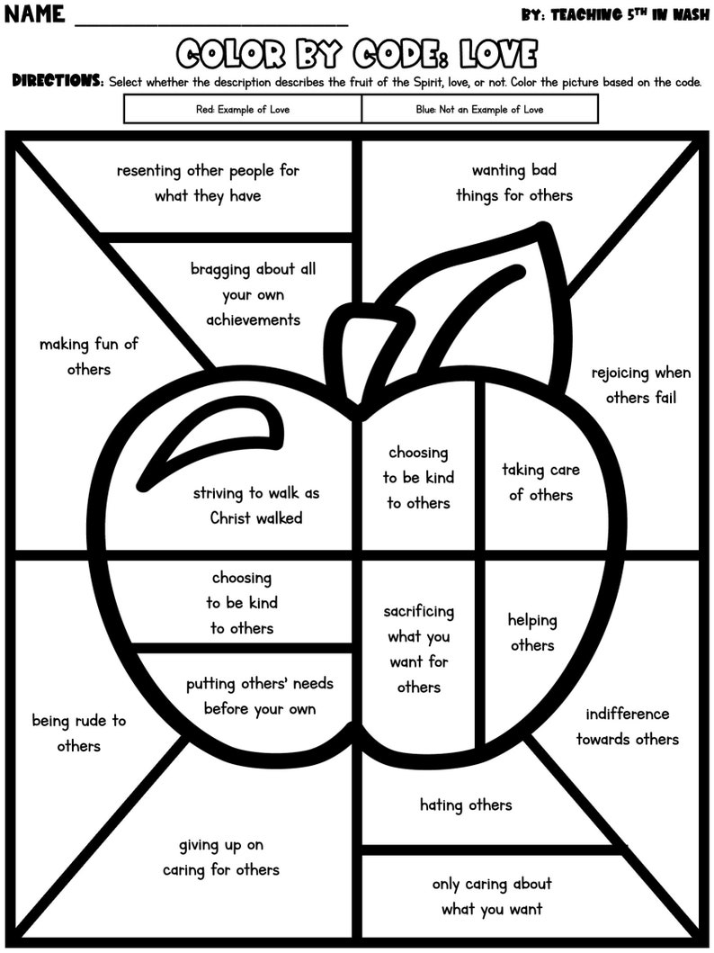 Fruit of the Spirit Coloring by Code Activities, Printable Kids Bible ...