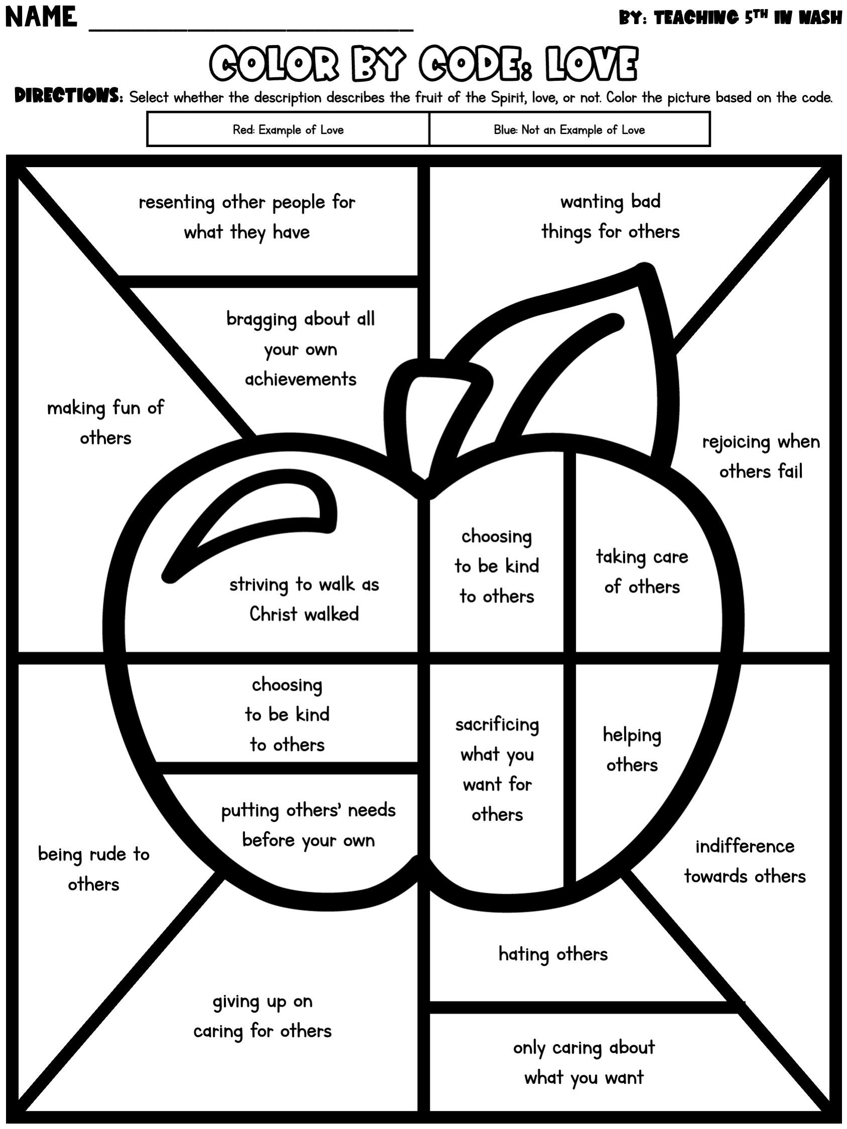 Fruit of the Spirit Coloring by Code Activities, Printable Kids Bible ...