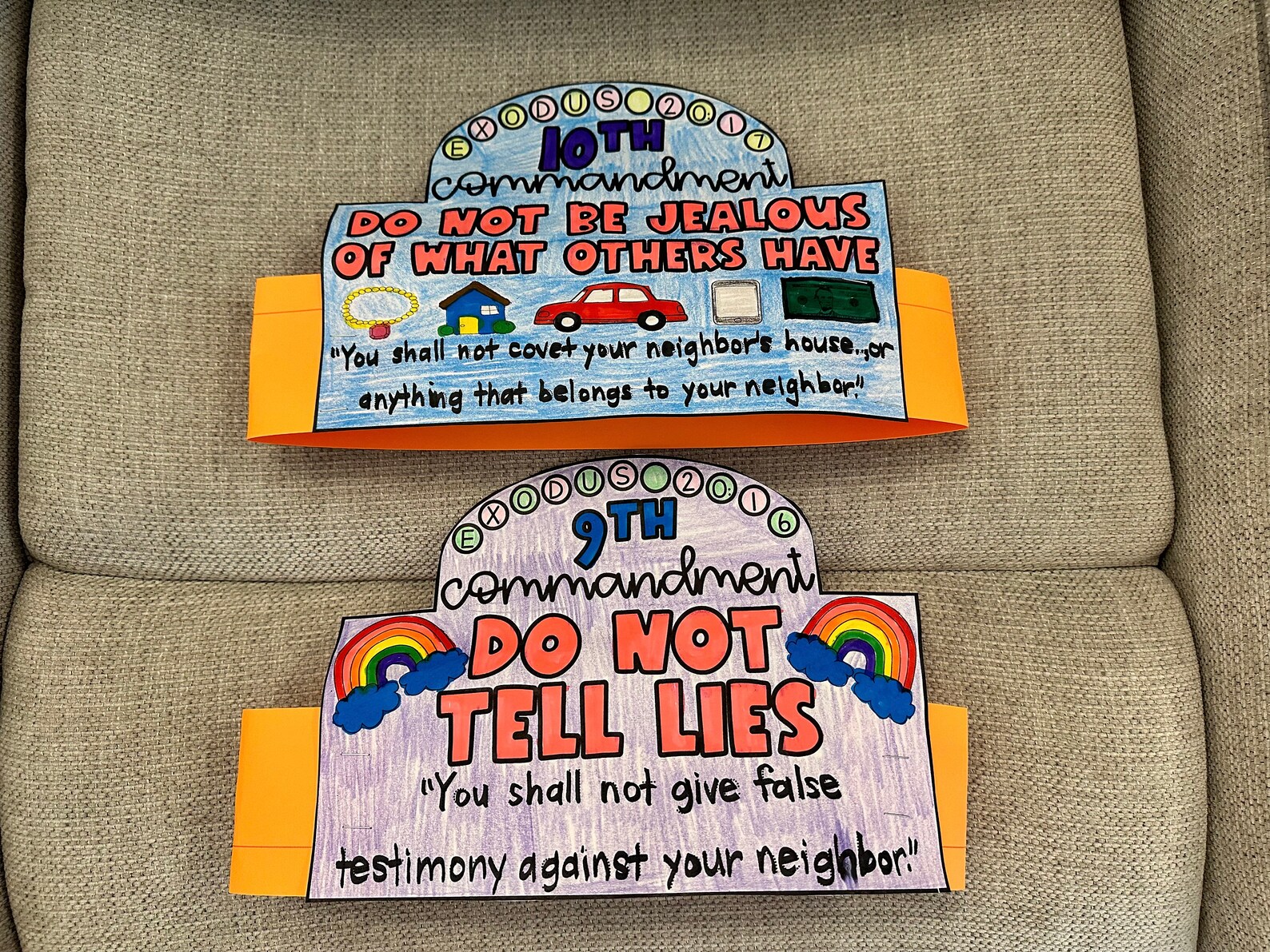 Ten Commandments Coloring Crown Headband, Printable Kids Bible Verse ...