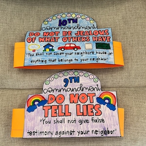 Ten Commandments Coloring Crown Headband, Printable Kids Bible Verse ...