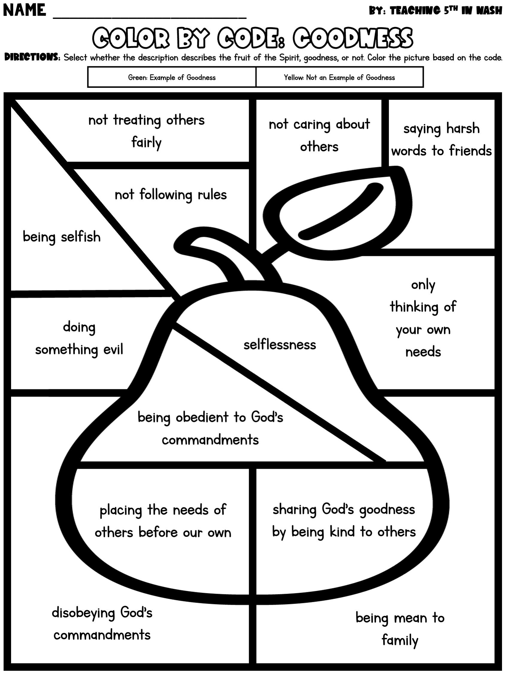 Fruit of the Spirit Coloring by Code Activities, Printable Kids Bible ...