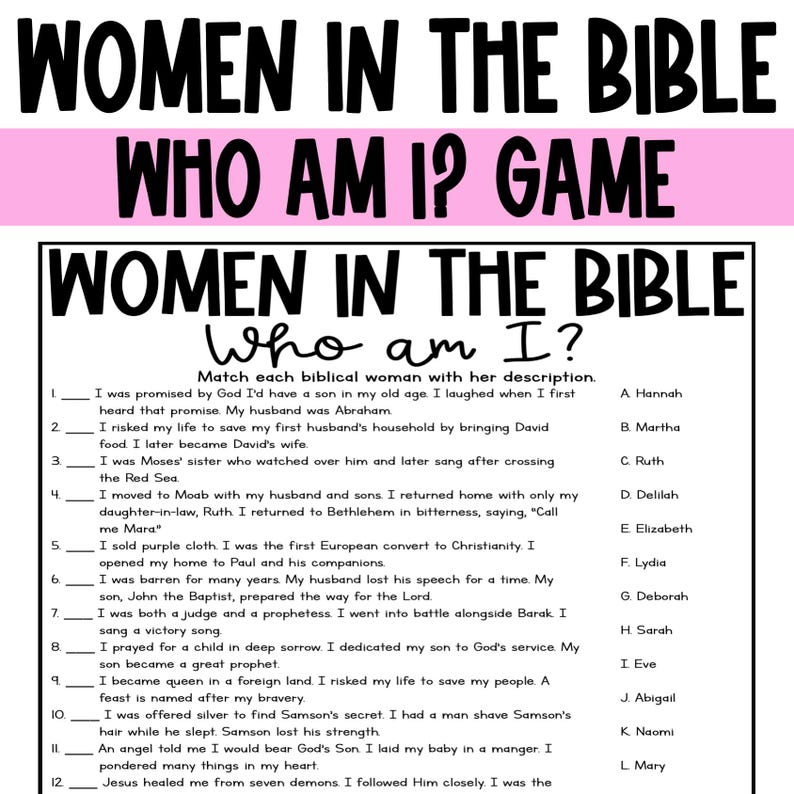 Bible Women Who Am I Game Women’s Ministry Biblical Women - Etsy
