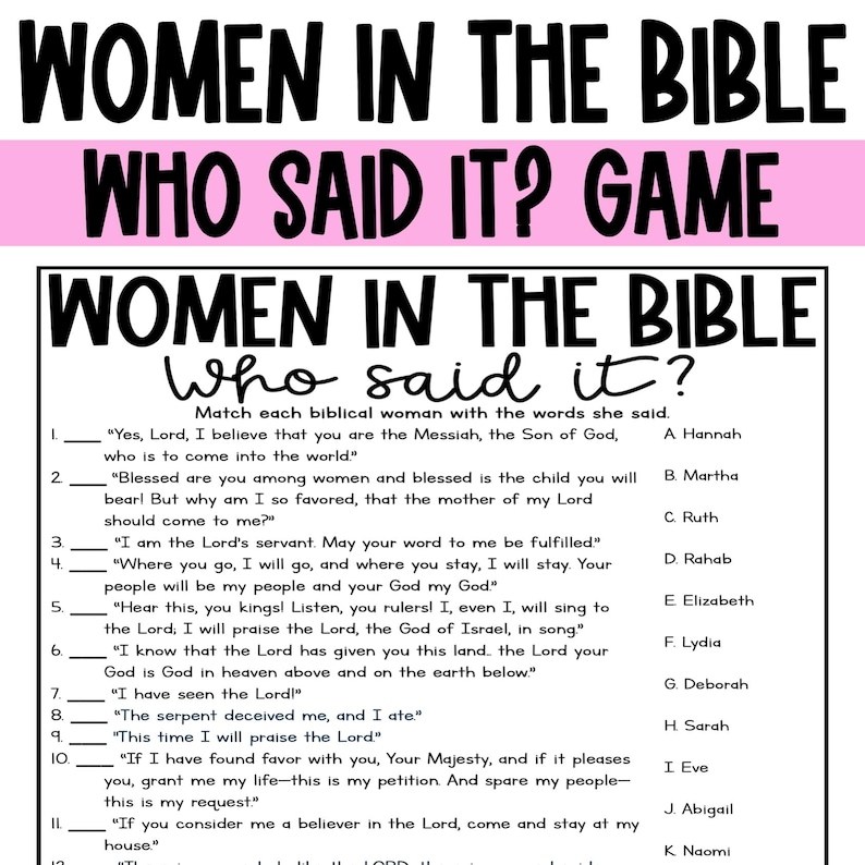 Bible Women Who Said It? Women’s Retreat Ministry Game - Etsy