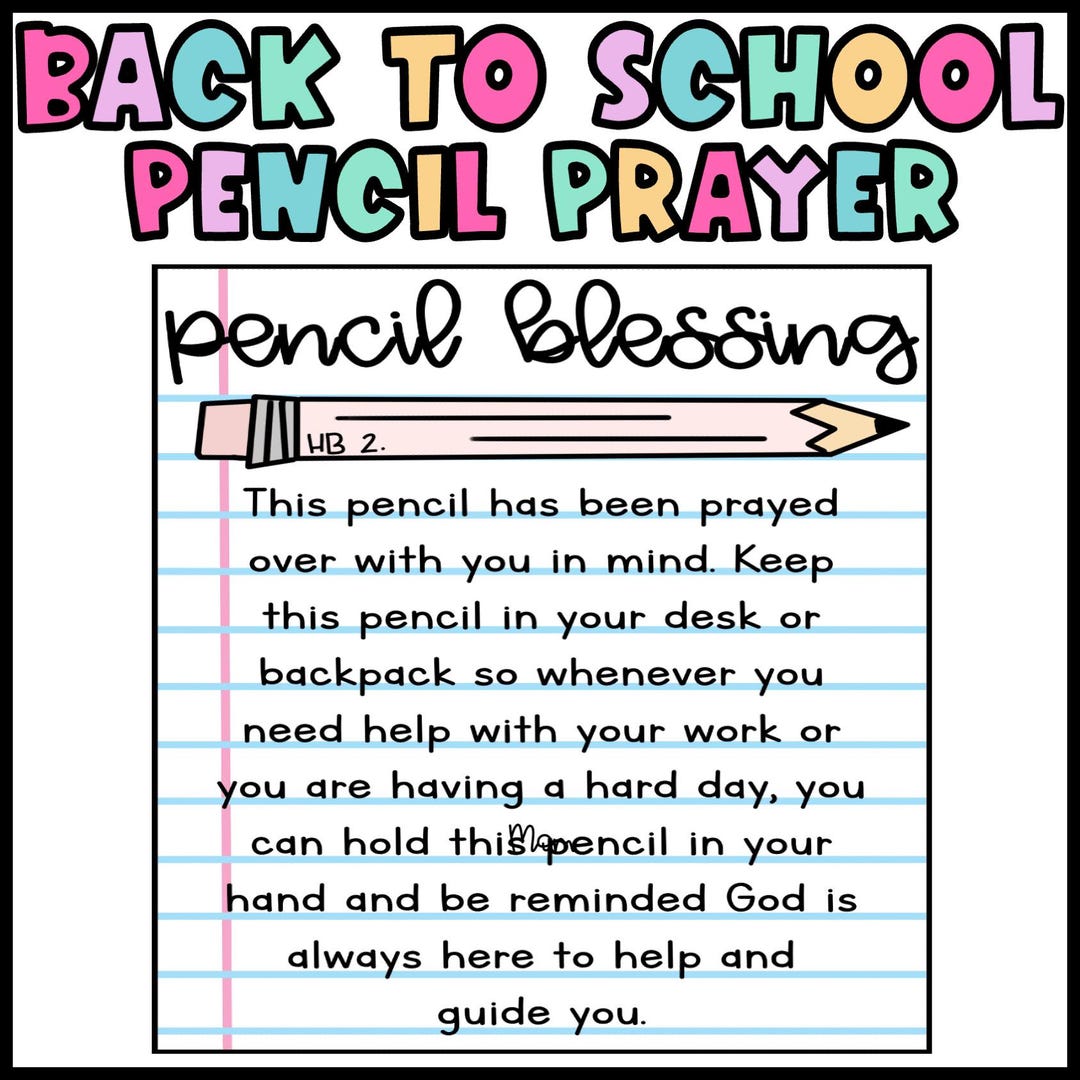 Back to School Printable Pencil Prayer Tag Lord Bless This Pencil ...