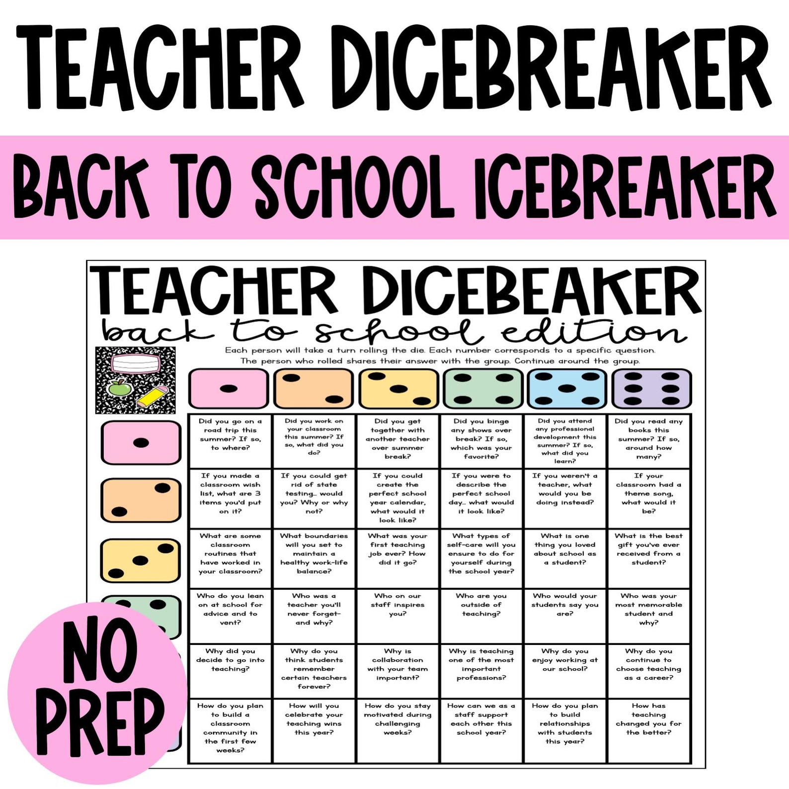 Teacher Icebreaker Staff Icebreaker Back to School Teacher Get to Know ...