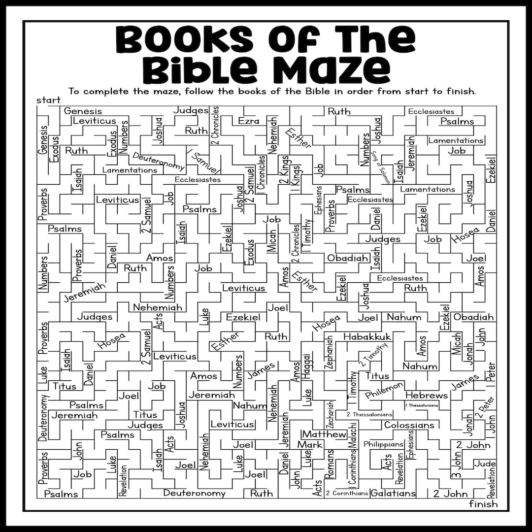 Books of the Bible Mazes Game Printable Church Game, Sunday School ...