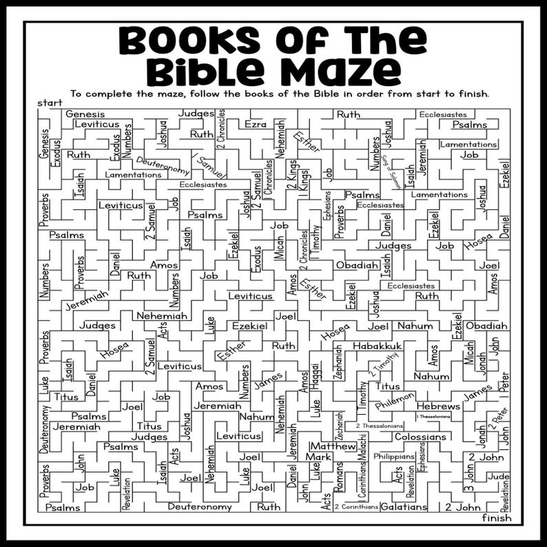 Books of the Bible Mazes Game Printable Church Game, Sunday School ...