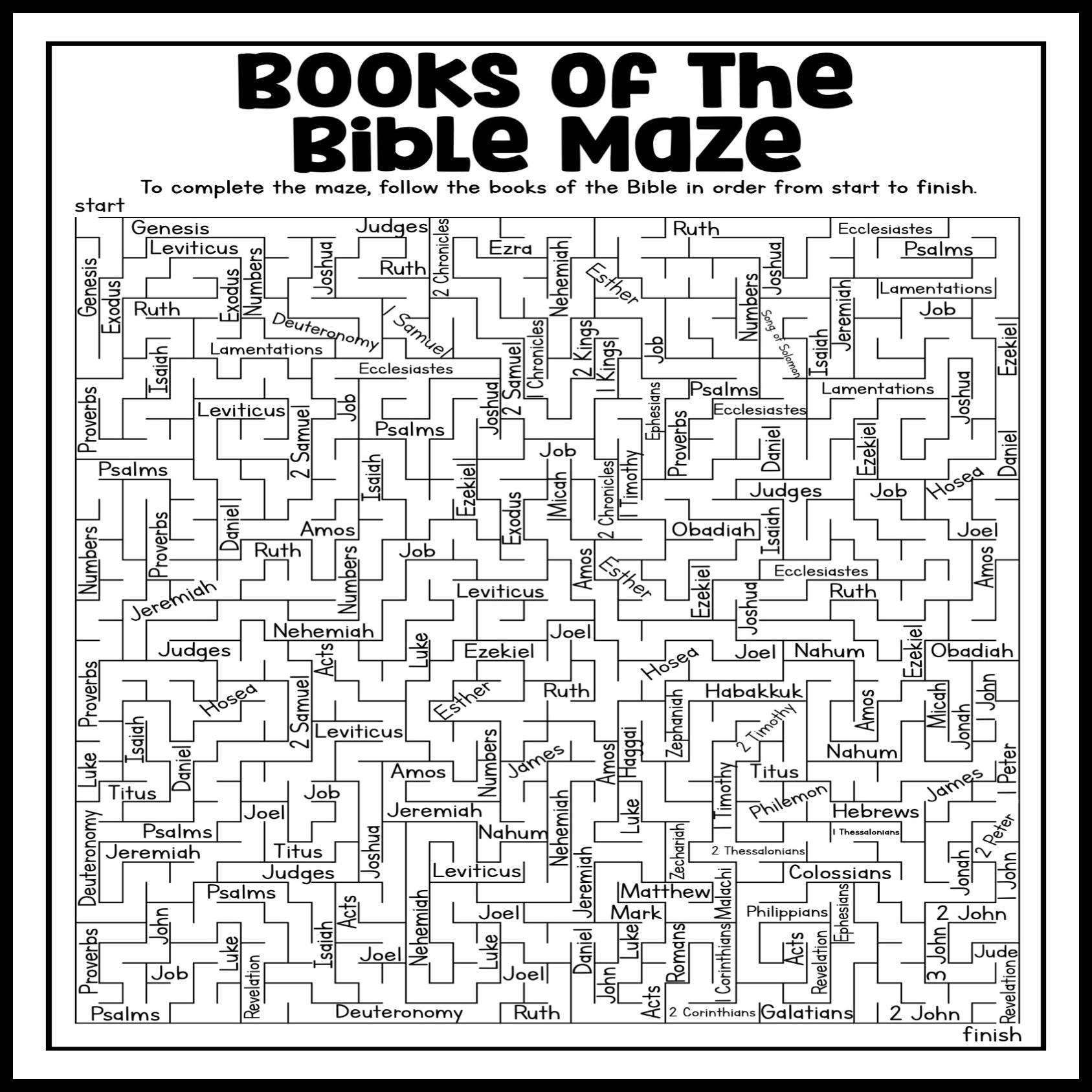 Books of the Bible Mazes Game Printable Church Game, Sunday School ...