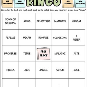 Books of the Bible Bingo Cards Church Bingo Game Christian Bingo Game ...