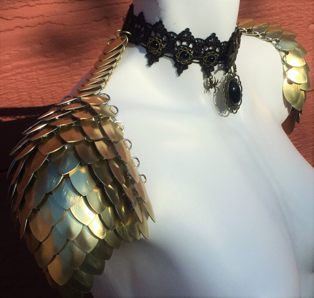 Gold Scale Mail Shoulders - Armor Shoulders - Scale Mail Pauldrons ...