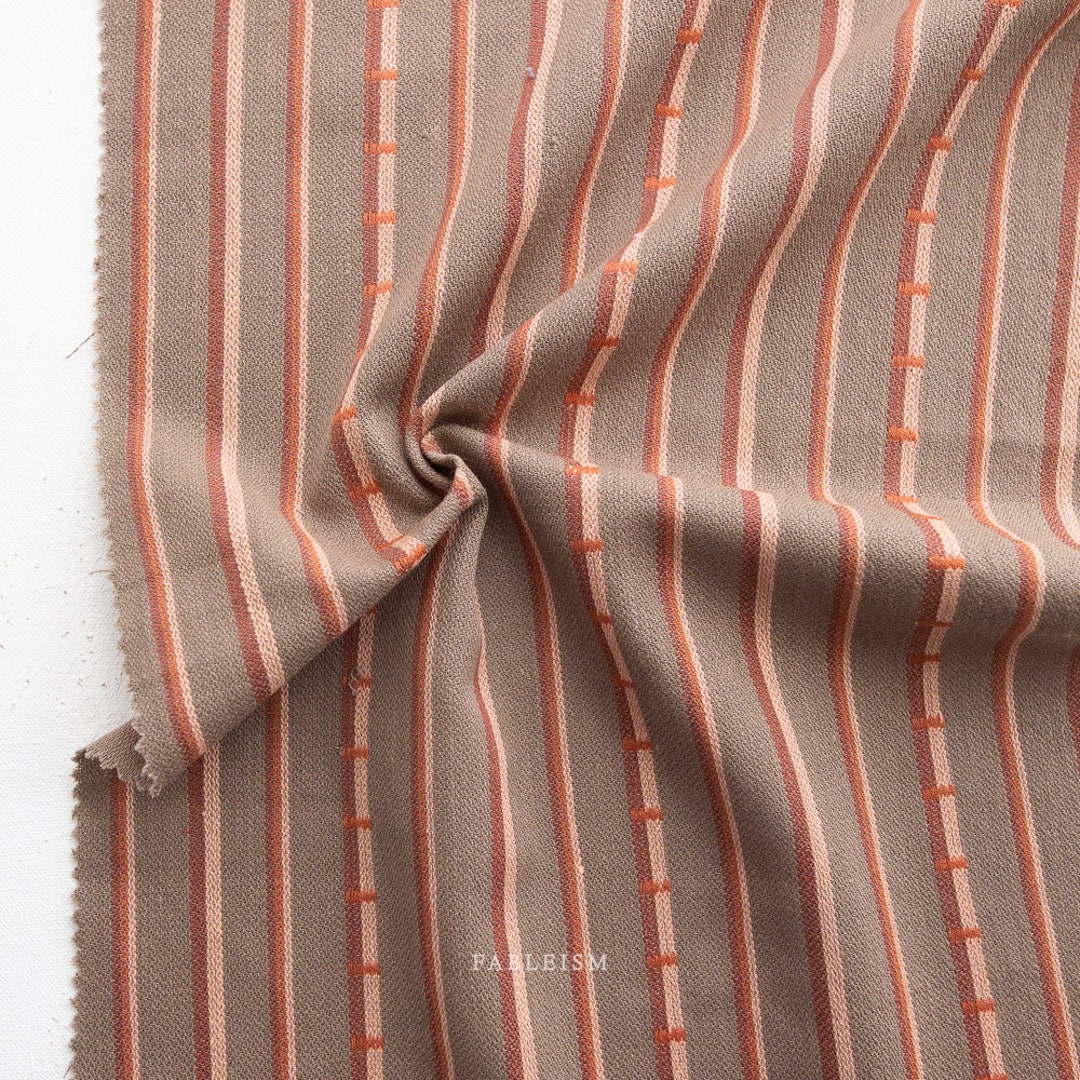 FABLEISM Monarch Grove, LADDER STRIPE in Mushroom, 100% Cotton, Sold by ...