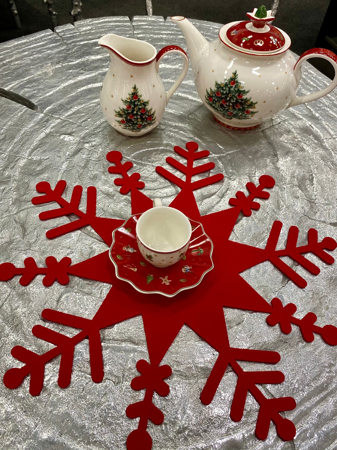 Christmas Placemats / Set of Round Placemats / Fir Branches / Winter ...