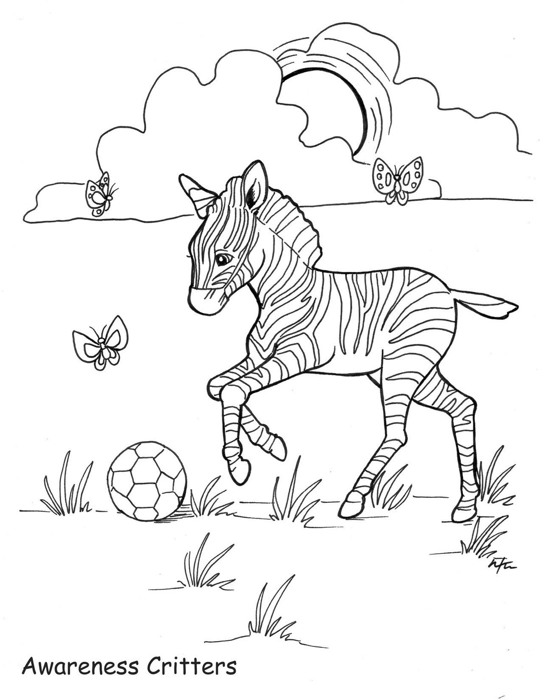 Awareness Critters Zebra With Mask Coloring Page - Etsy
