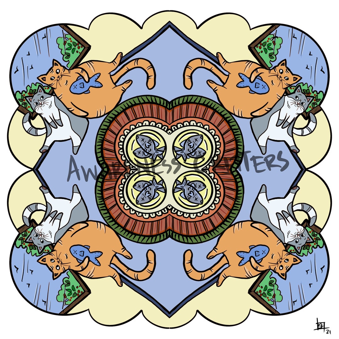 Cat Themed Coloring Pages - Etsy