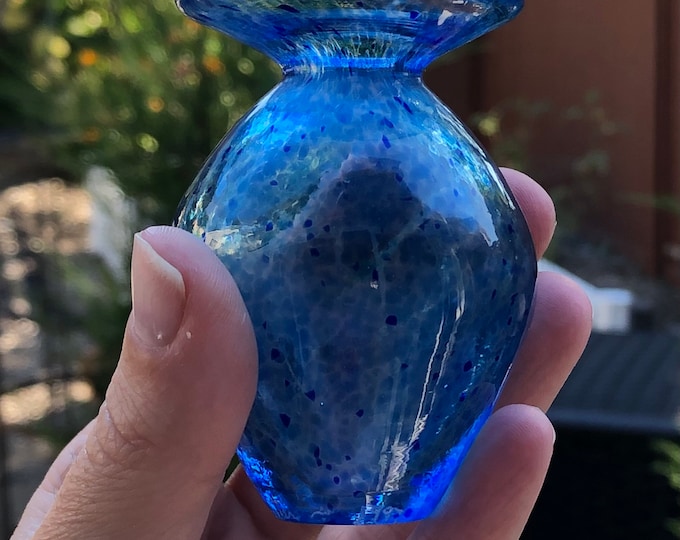 Blue Mini Art Glass Vase Signed by August Hueter 1997 - Etsy
