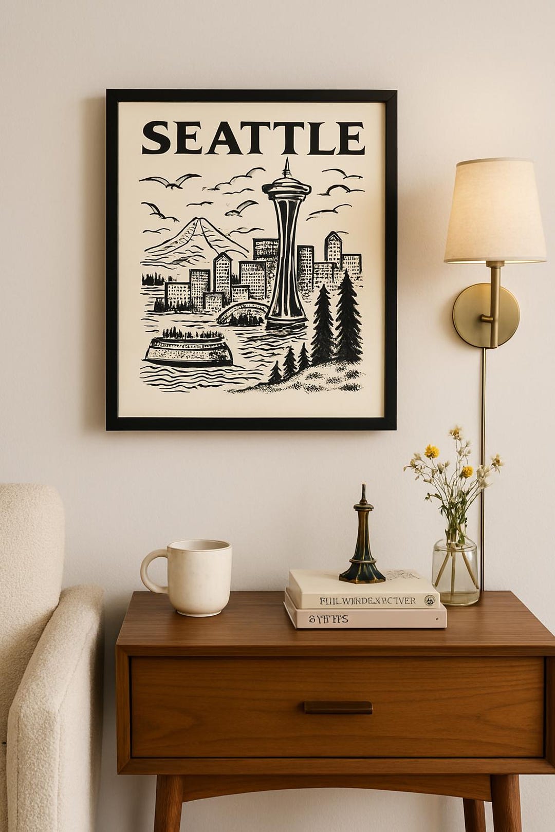 Vintage Seattle Skyline Art Print: Pacific Northwest Travel Poster - Etsy