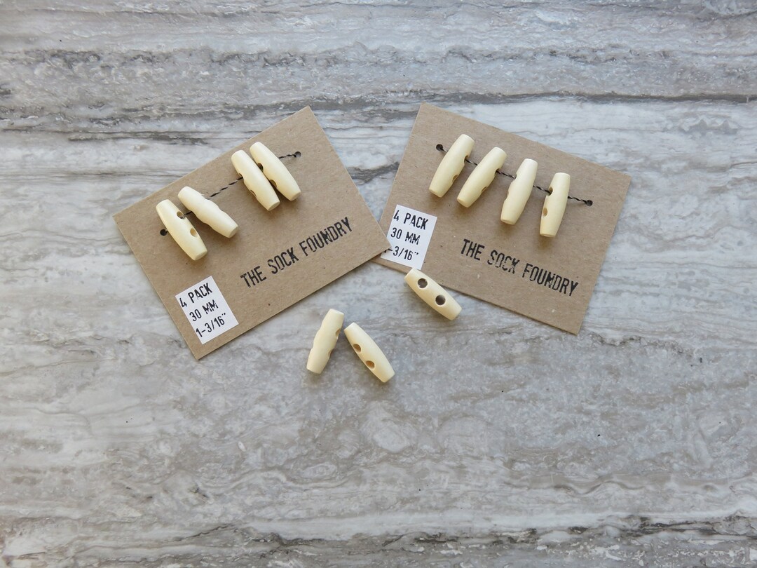 1 3/16" Toggle Buttons - 30mm Long Natural Wooden Toggles With 2 Holes ...