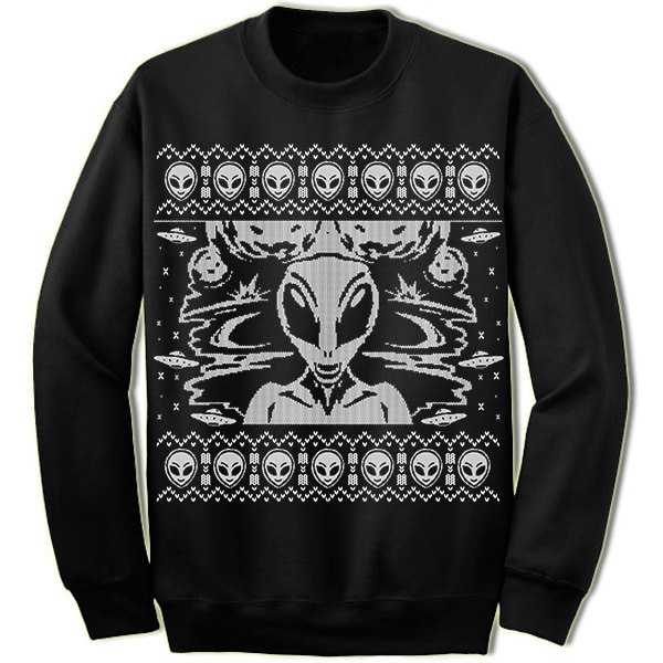 Alien Ugly Christmas Sweater. Space. UFO I Want to Believe Christmas ...