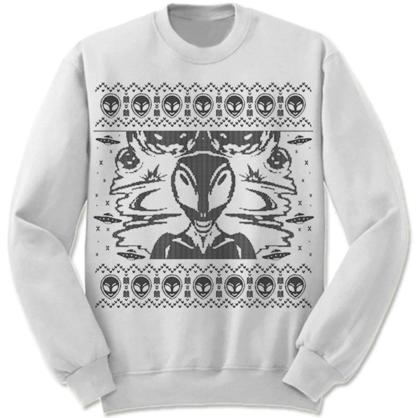 Alien Ugly Christmas Sweater. Space. UFO I Want to Believe Christmas ...