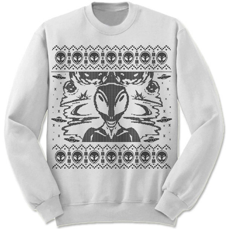 Alien Ugly Christmas Sweater. Space. UFO I Want to Believe Christmas ...