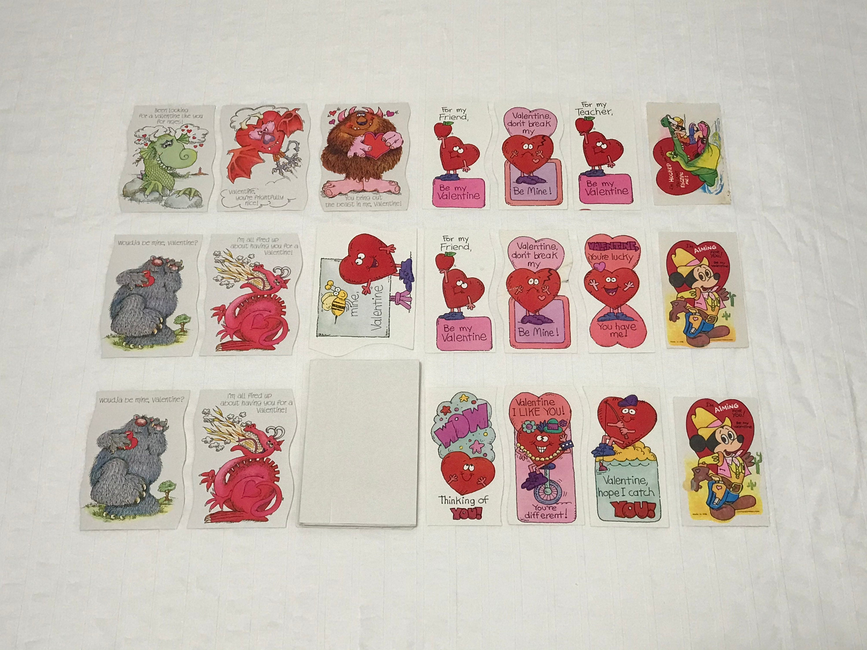 20 Retro Vintage 1980s Valentines Day Cards With Envelopes | Etsy